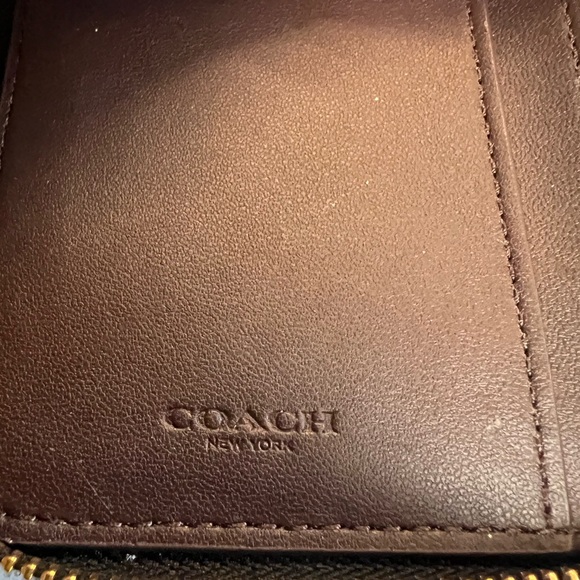 Coach | Bags | Coach Black Leather Zip Up Wallet With Childlike ...